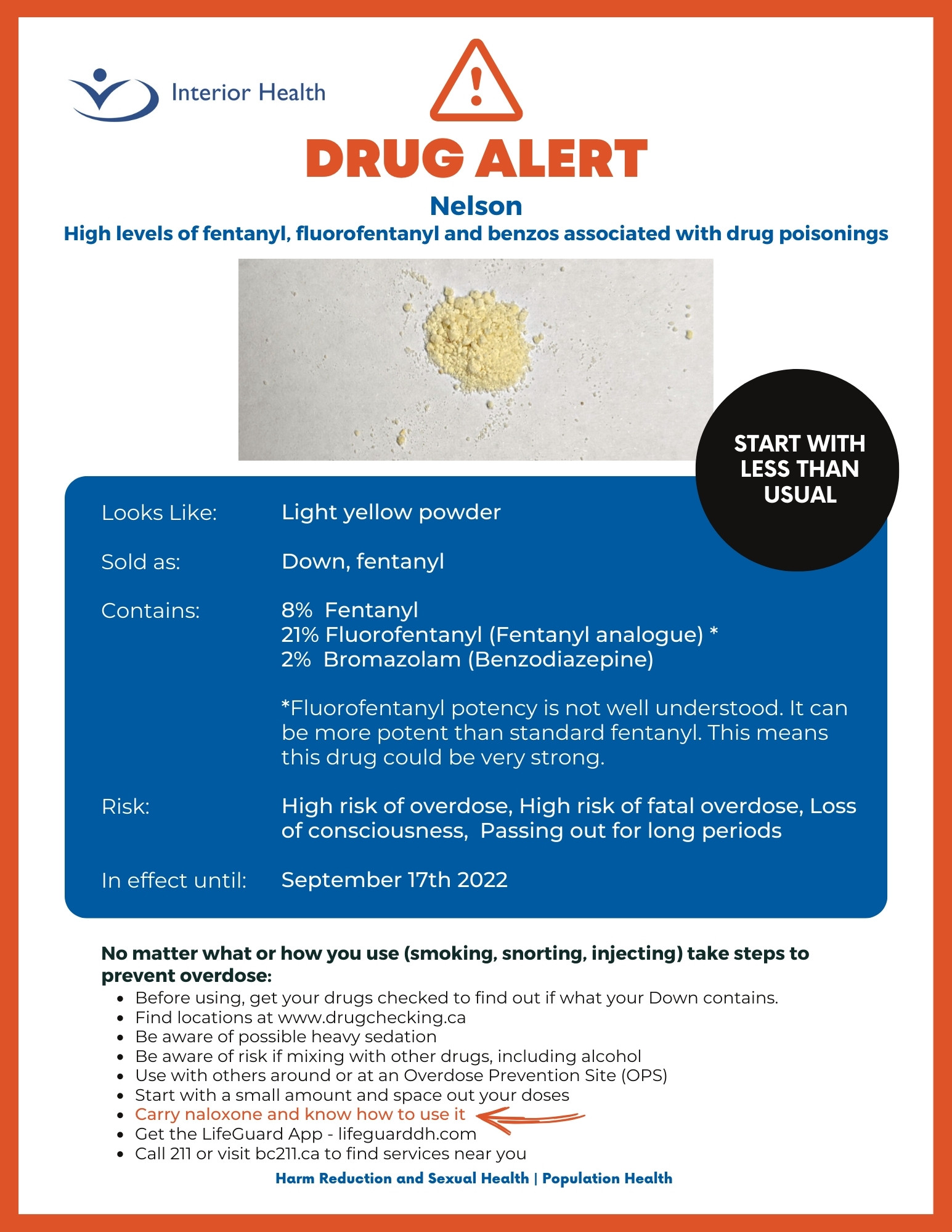 Nelson Drug Alert – Interior Health Drug Checking