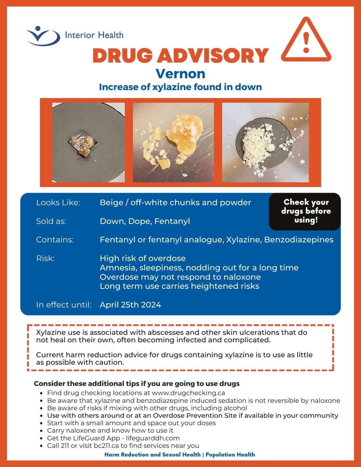Vernon Drug Advisory – Interior Health Drug Checking